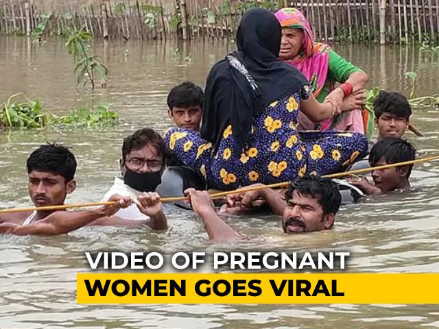 In Neck-Deep Water, Bihar Pregnant Woman Taken For Delivery On A Raft