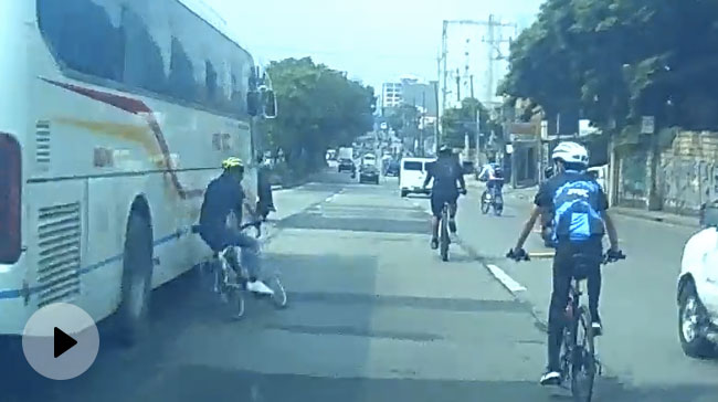 Bus Hits Bicycle Rider | Caught On Camera: Oblivious Bicyclist Rides ...