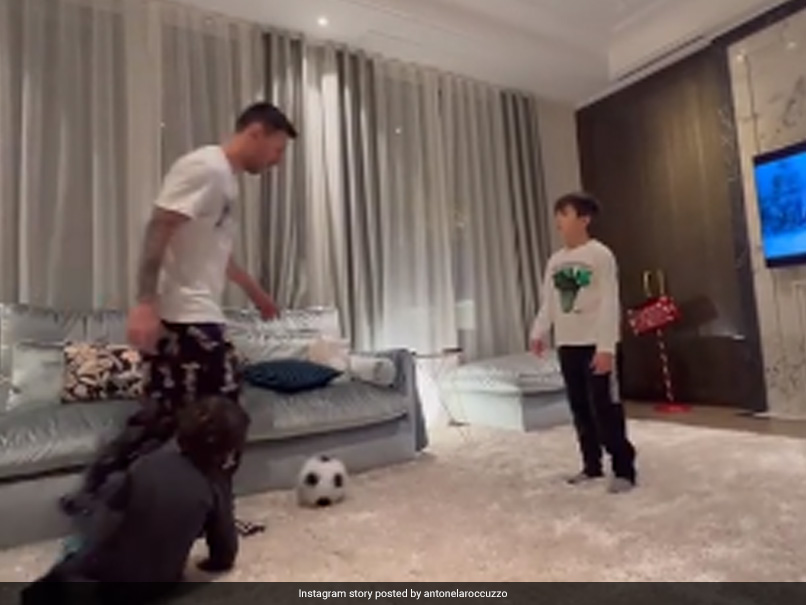 Lionel Messi Plays Football With His Kids In Living Room. Watch ...