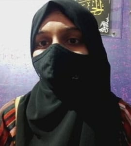 Girl in scarf store