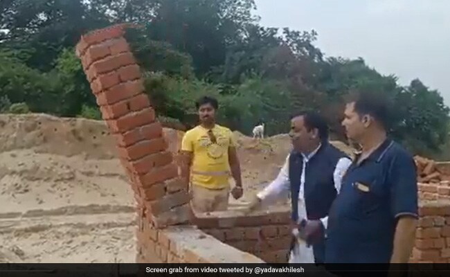 Watch: Construction Fail - Brick Wall Crashes With MLA's Push In Uttar ...
