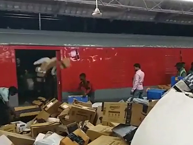 Viral Video: Amazon Parcels Tossed Out Of Train At Railway Station