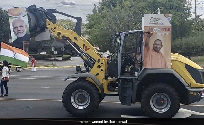 New Jersey Parade: Video: Bulldozer With Pics Of Yogi Adityanath, PM ...
