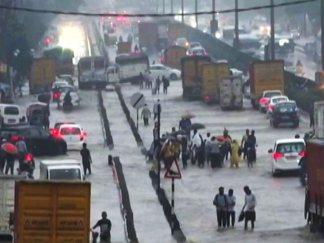 Video: People Walk On Flooded Delhi-Gurugram Expressway Amid Heavy Rain