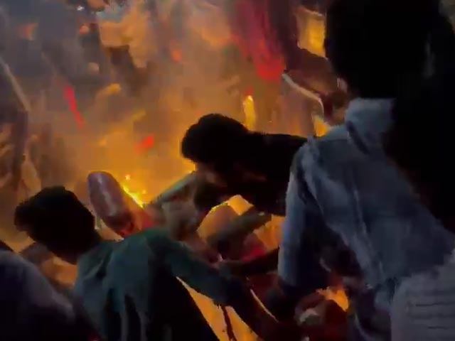 Video: Fire Inside Theatre As Fans Of Actor Prabhas Light Firecrackers