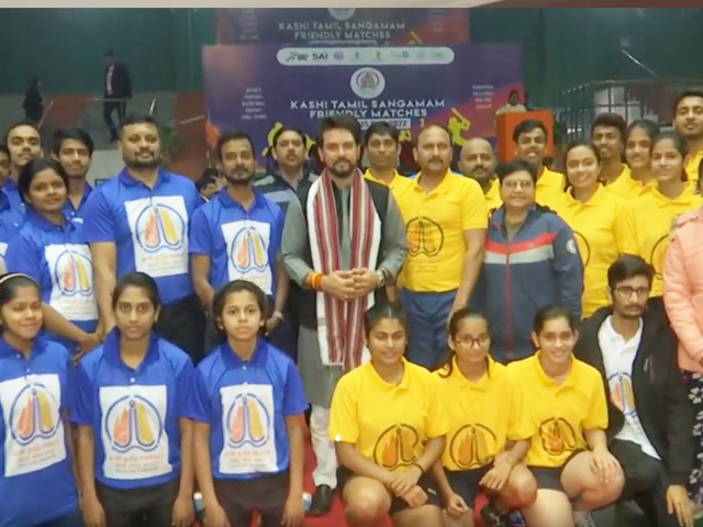Sports Minister Anurag Thakur Plays Table Tennis With Young Paddlers