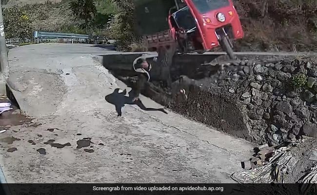 Watch: Driver's Miraculous Escape After Vehicle Falls On Him