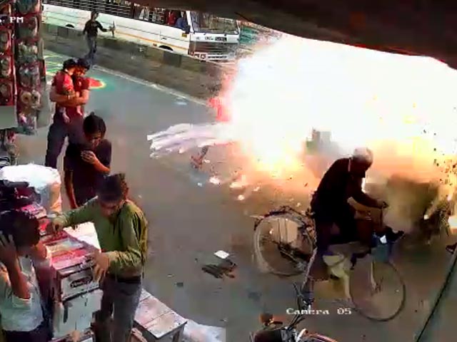 Video: E-Rickshaw Carrying Crackers Catches Fire In Greater Noida