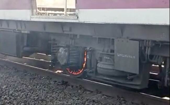 Video: Maharashtra Local Train Wheel Catches Fire, Triggers Panic
