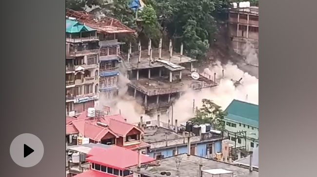 Video: Massive Landslide In Himachal's Kullu, Several Houses Collapse