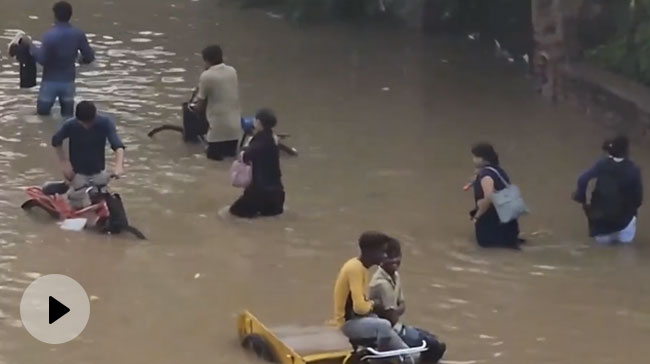 Video: Gurugram Waterlogging Forces People To Wade Through Knee-Deep Water