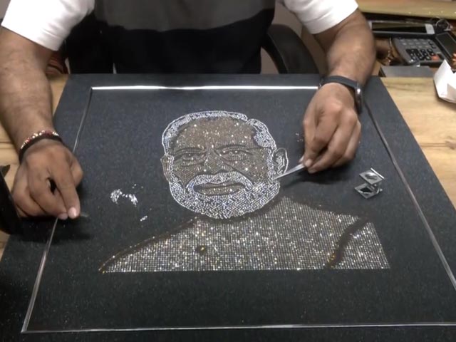 Surat-Based Architect Makes PM Modi's Portrait With 7,200 Diamonds