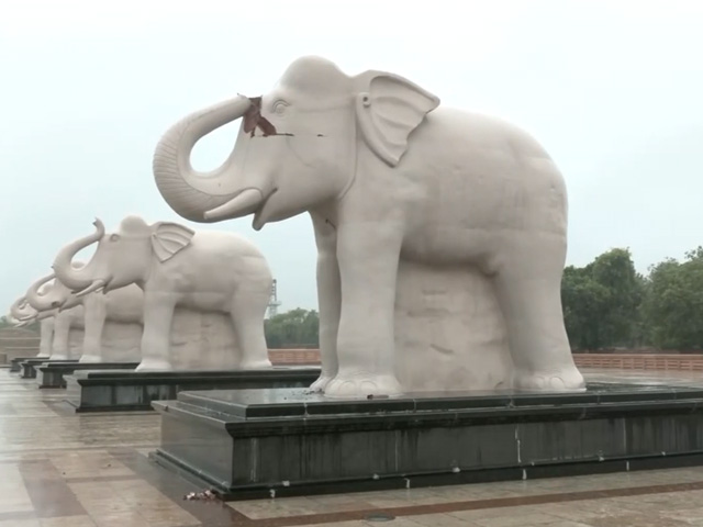 Elephant Statue In Lucknow's Ambedkar Park Damaged In Lightning Strike