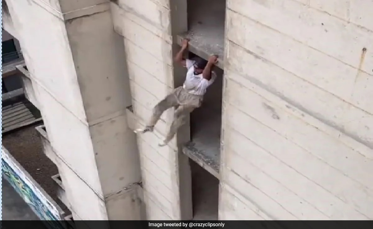 Watch: Man Completes Gravity-Defying Descent Down 8-Storey Building