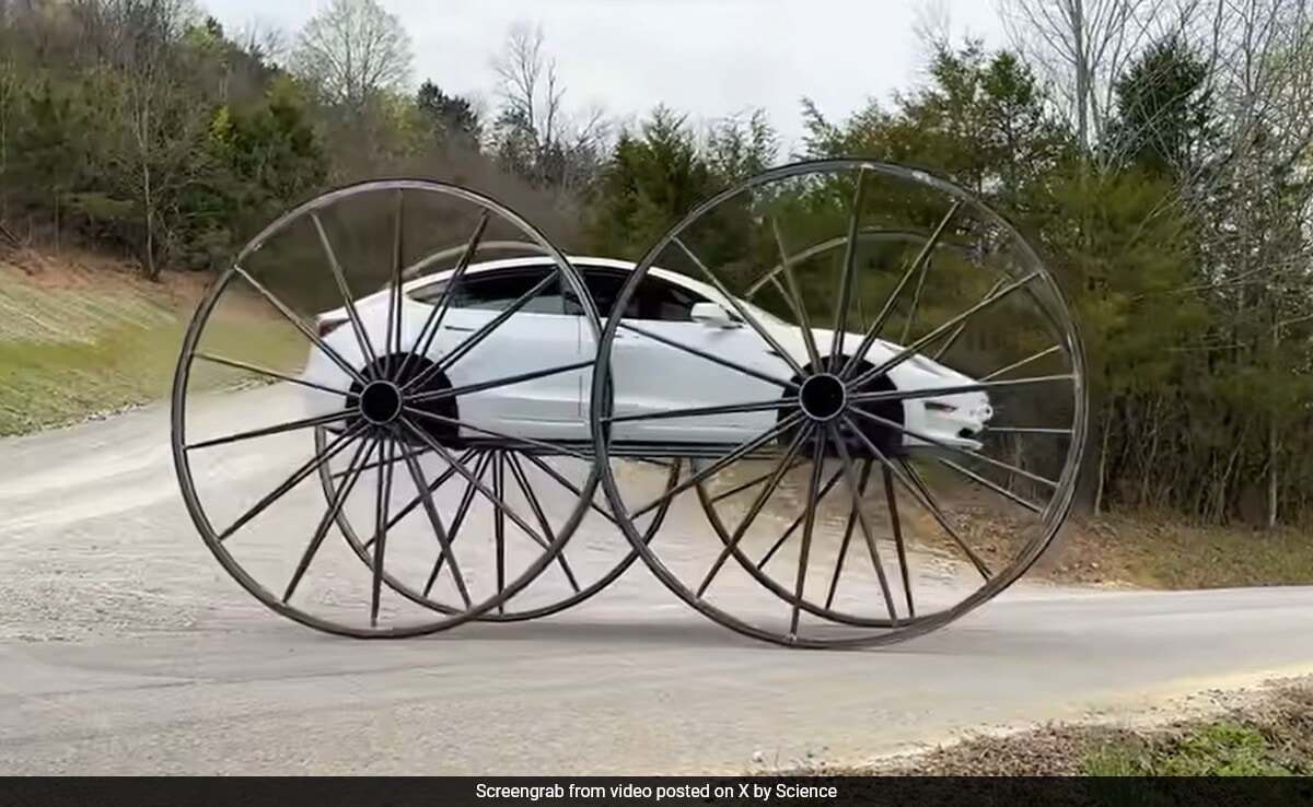 Watch: Man Installs Buggy Wheels On A Tesla And Drives It Upside Down