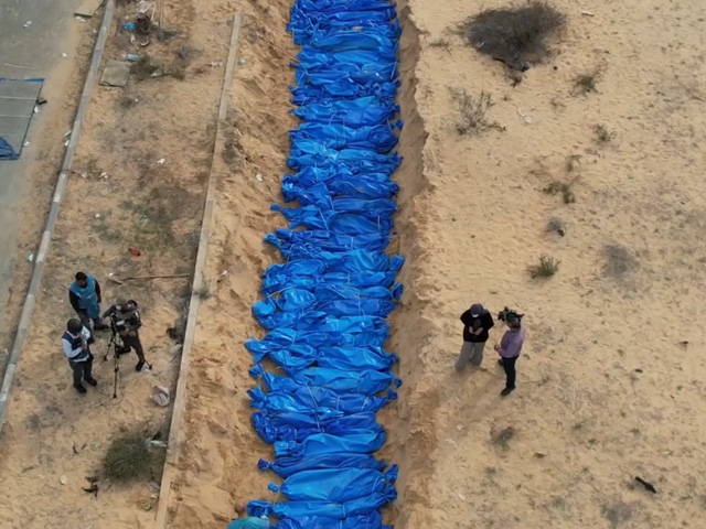 Drone Footage Shows Over 100 Dead Gazans Buried In Mass Grave