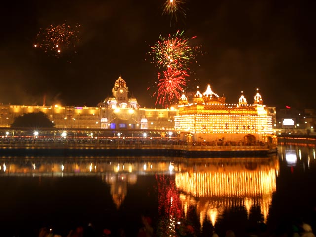Golden Temple Illuminated By Fireworks On Guru Nanak Jayanti