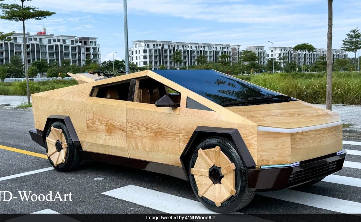 Man Builds Fully Functional Tesla Cybertruck Using Wood, Elon Musk Reacts