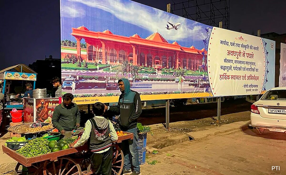 Large Posters Depicting Ram Temple, New Airport Come Up In Ayodhya