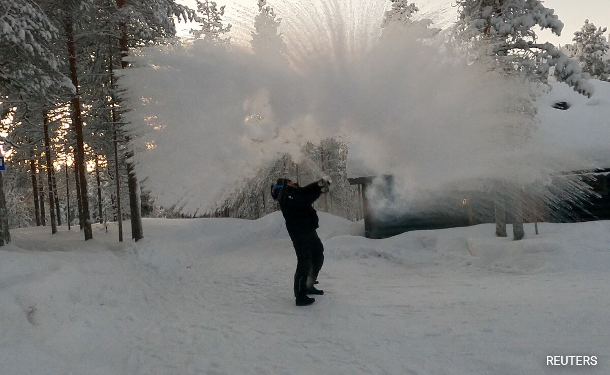 At Minus 30 Degrees Celsius, Boiling Water Turns To Ice In Finland Winter