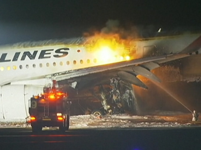 Video: Plane In Flames At Tokyo Airport After Colliding With Another Jet