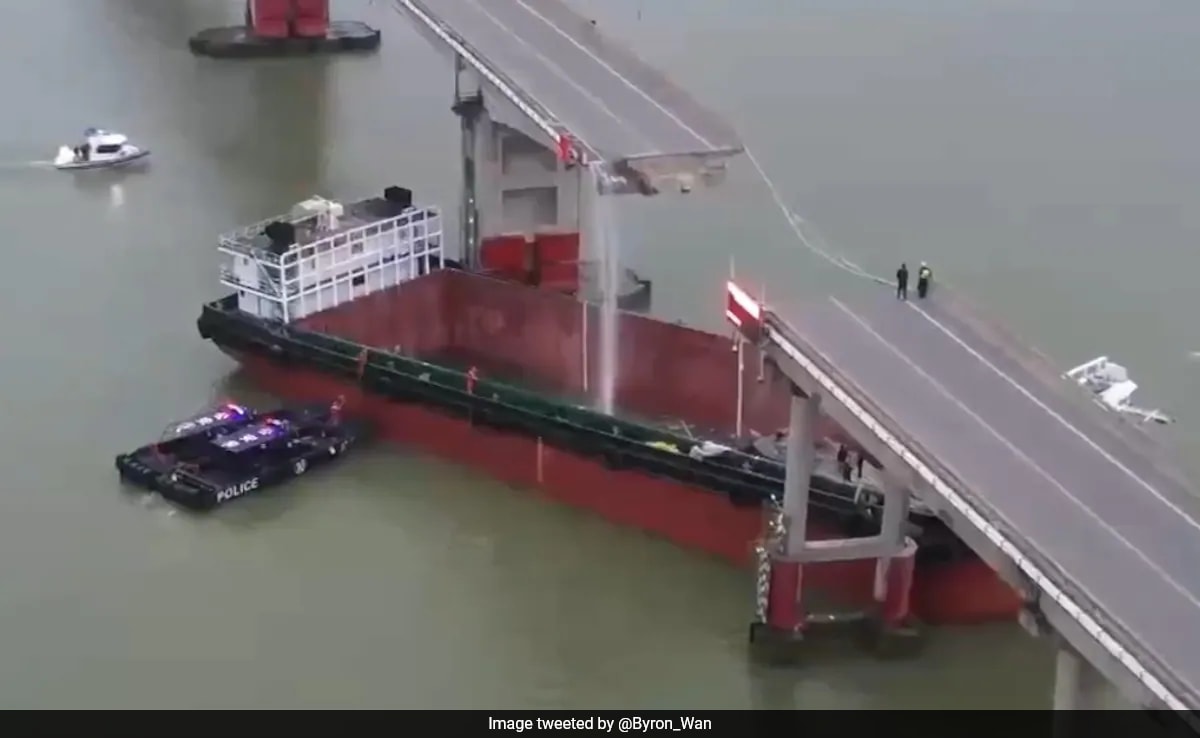 Video Shows Cargo Ship Crashing Into Bridge In China