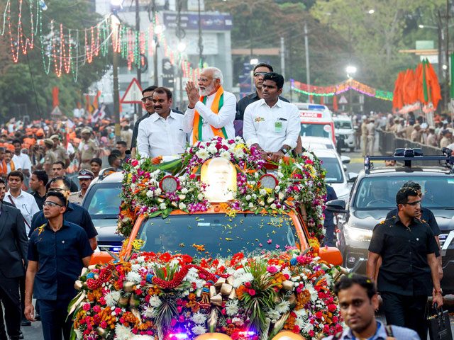 PM Modi Holds Roadshow In Coimbatore, Pays Tributes To 1998 Blasts Victims