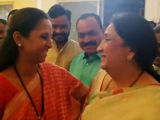 Supriya Sule, Ajit Pawar's Wife Meet At Maharashtra's Baramati Temple