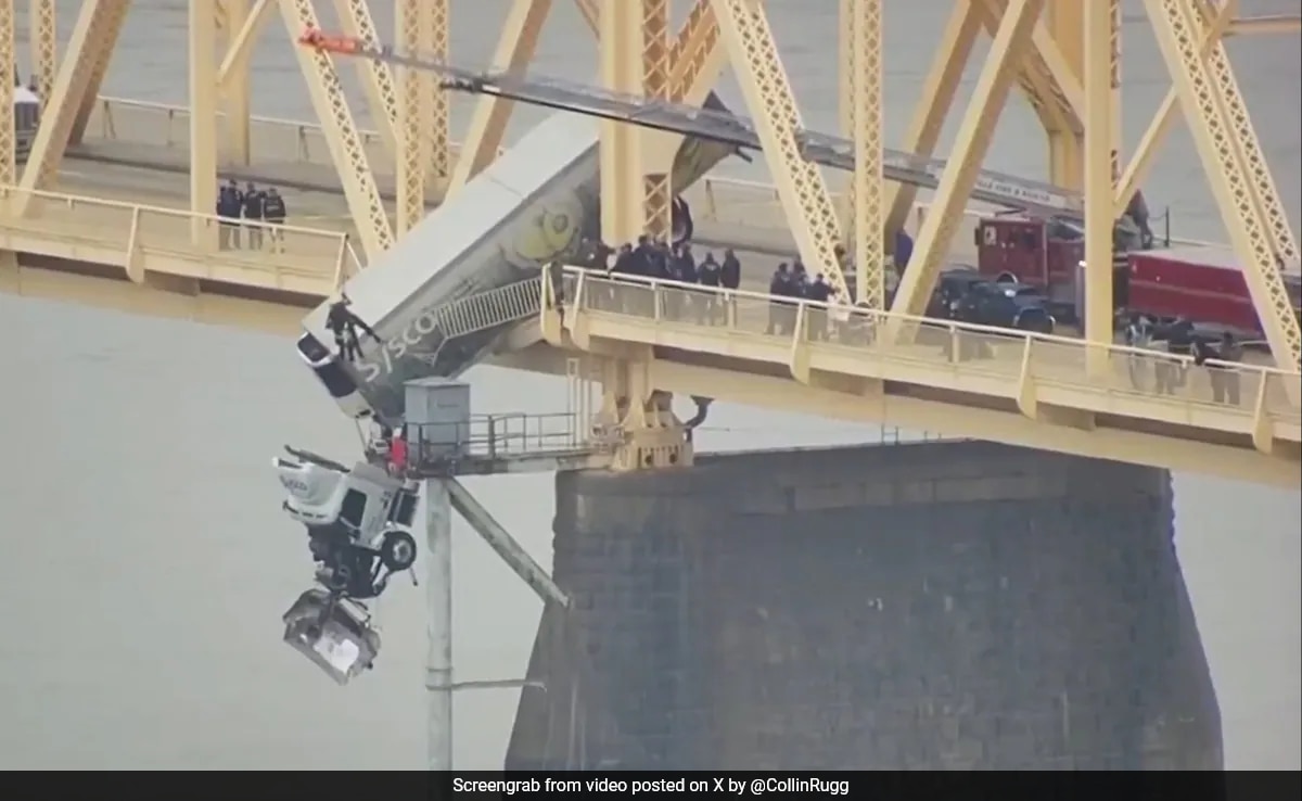 Watch: Woman Rescued From Truck Dangling Off US Bridge