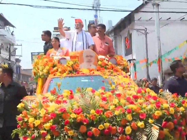 PM Modi Holds Roadshow In Kerala's Palakkad Ahead Of Lok Sabha Elections 2024