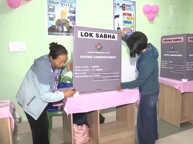 Pink Voting Booth Set Up For Simultaneous Voting In Sikkim's Soreng