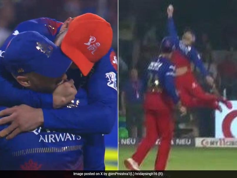 Virat Kohli Kisses Faf Du Plessis After RCB Skipper Takes 'Superman ...