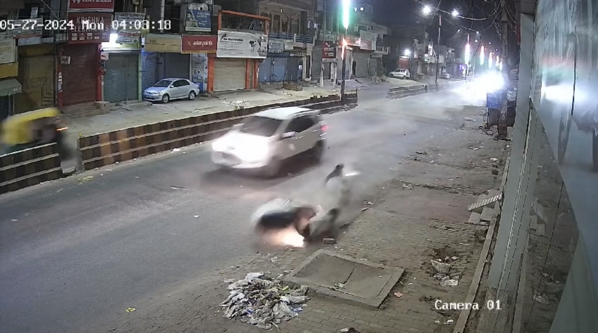 On CCTV, Man Dragged For Several Meters After Car Hits Scooter In Gurugram