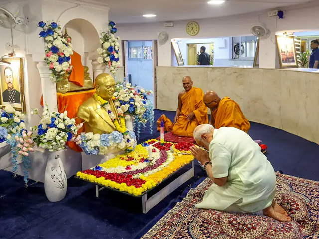 PM Modi Pays Tribute To BR Ambedkar, Veer Savarkar In Mumbai