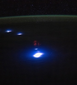 red sprite lightning from space