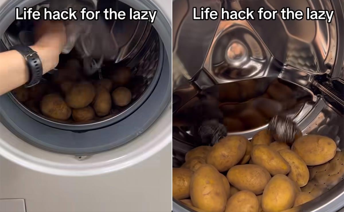 Viral: Vlogger Shares "Life Hack" To Clean Potatoes In Washing Machine ...