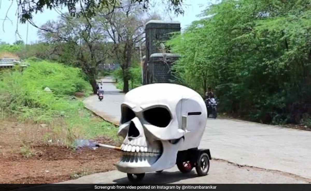 Watch: Giant Human Skull Car, Smoking Cigarette, Leaves Internet In Splits