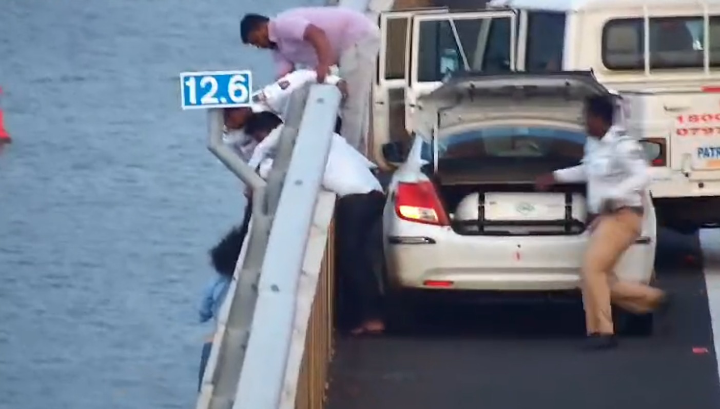 Video: Woman Tries To Jump Off Mumbai's Atal Setu, Saved By Driver, Cops