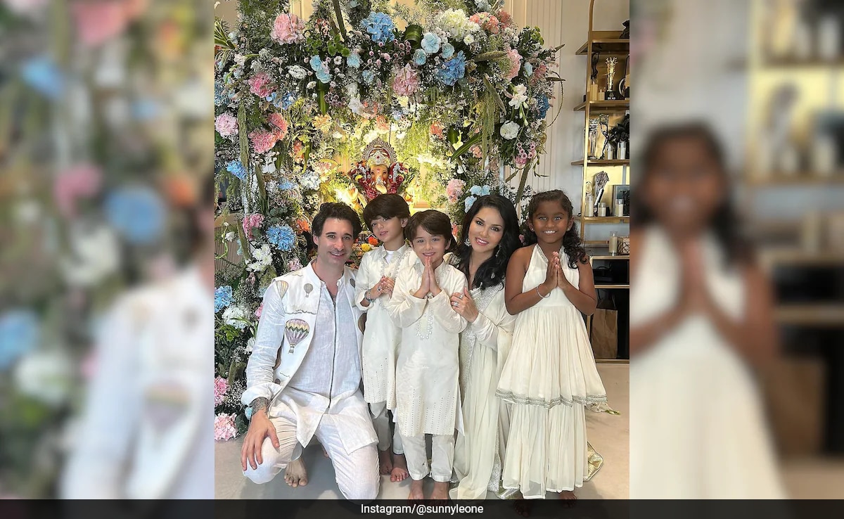 Ganesh Chaturthi 2024: Sunny Leone With Her Husband And Kids In Ethnic ...
