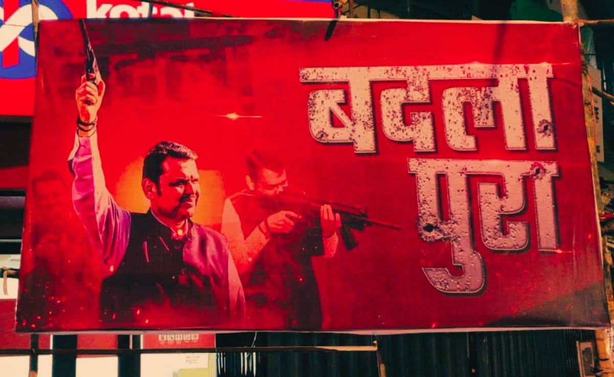 After Akshay Shinde encounter poster of Devendra Fadnavis Badla Pura ...