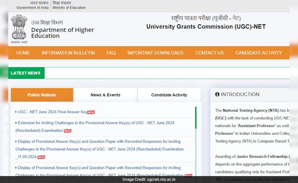 UGC NET Final Answer Key 2024 Released, Check Steps To Download