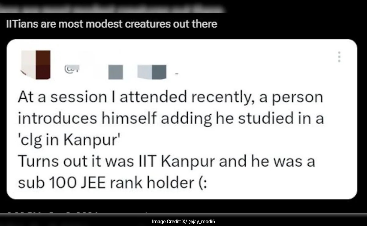 "IITians Are Most Modest": Debate Erupts Over Viral Post About IIT ...