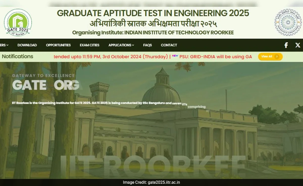 GATE 2025: Registration Window Without Late Fee Closes At official website gate2025.iitr.ac.in