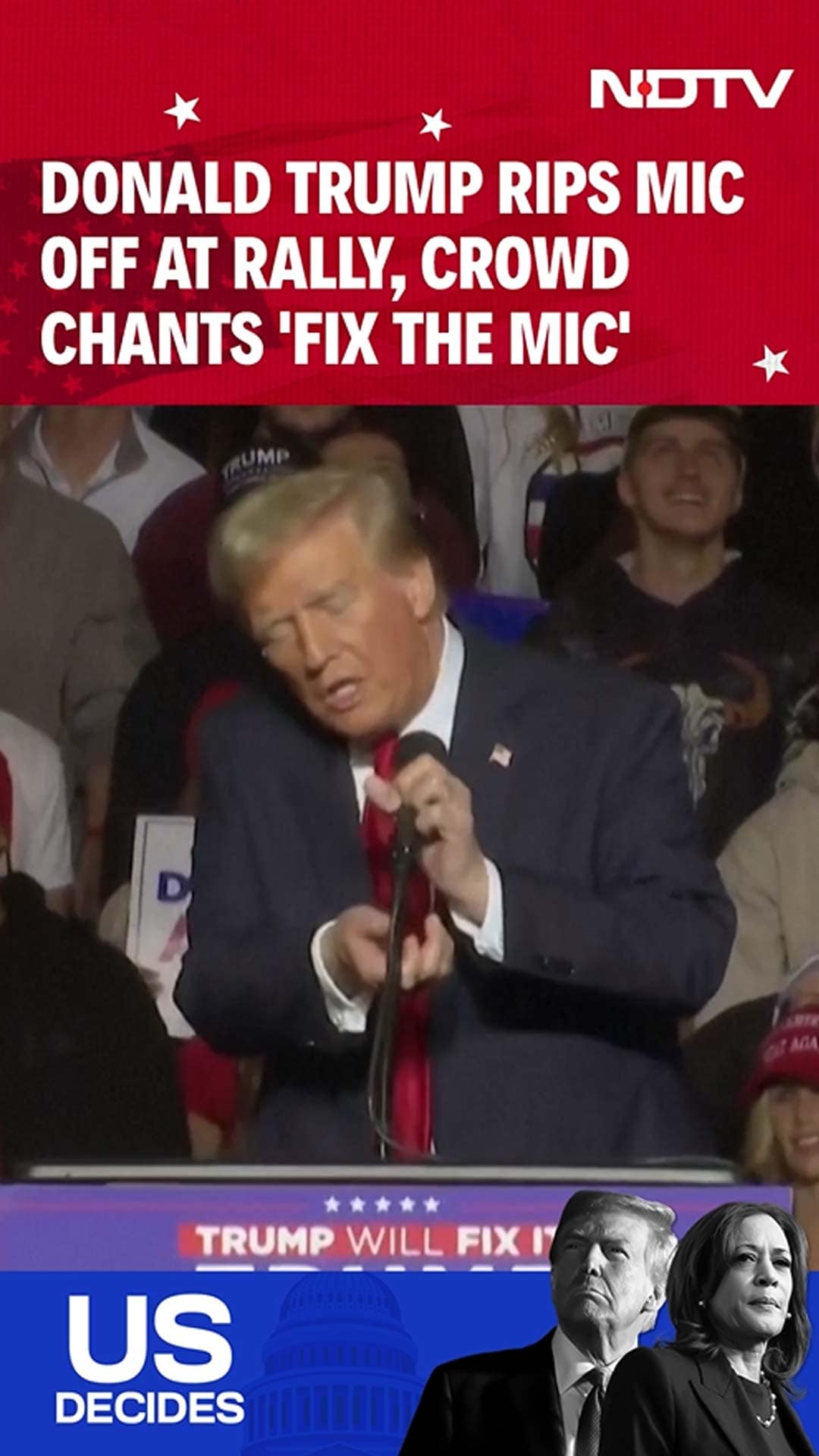 Trump Rips Mic Off At Rally, Crowd Chants 'Fix The Mic'