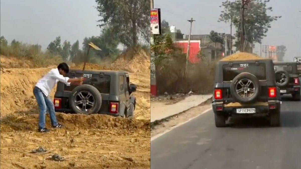 Viral Stunt: Man Races With Mud Piled On Thar SUV, Lands In Trouble