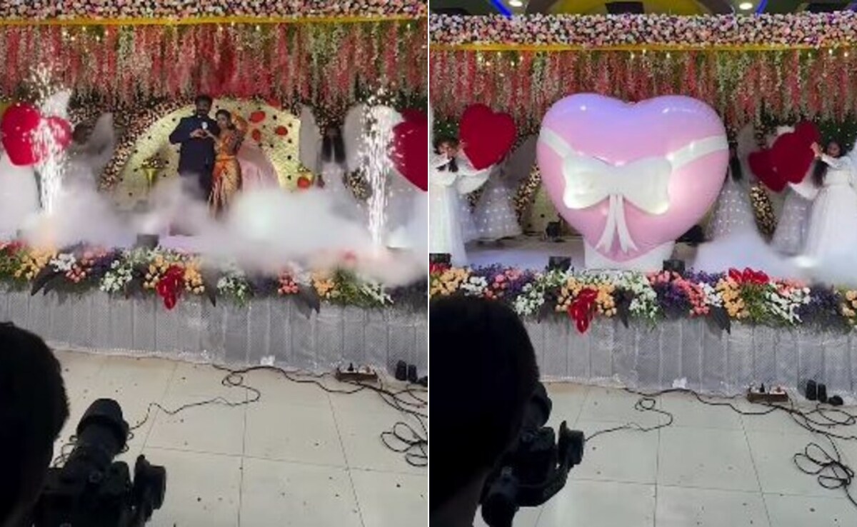 दूल्हा-दुल्हन ने स्टेज पर ली Heart Blast Entry, देखकर यूजर्स बोले- दिल ...