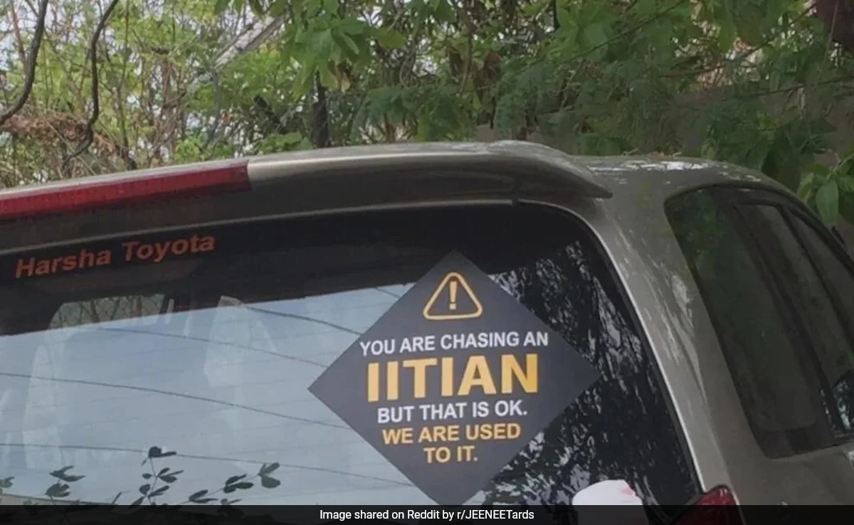 "You Are Chasing An IITian": Viral Pic Of Car Sticker Divides Internet