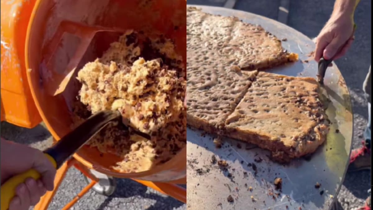 "Ace": Viral Video Of Giant Chocolate Chip Cookie Prepared In A Cement ...
