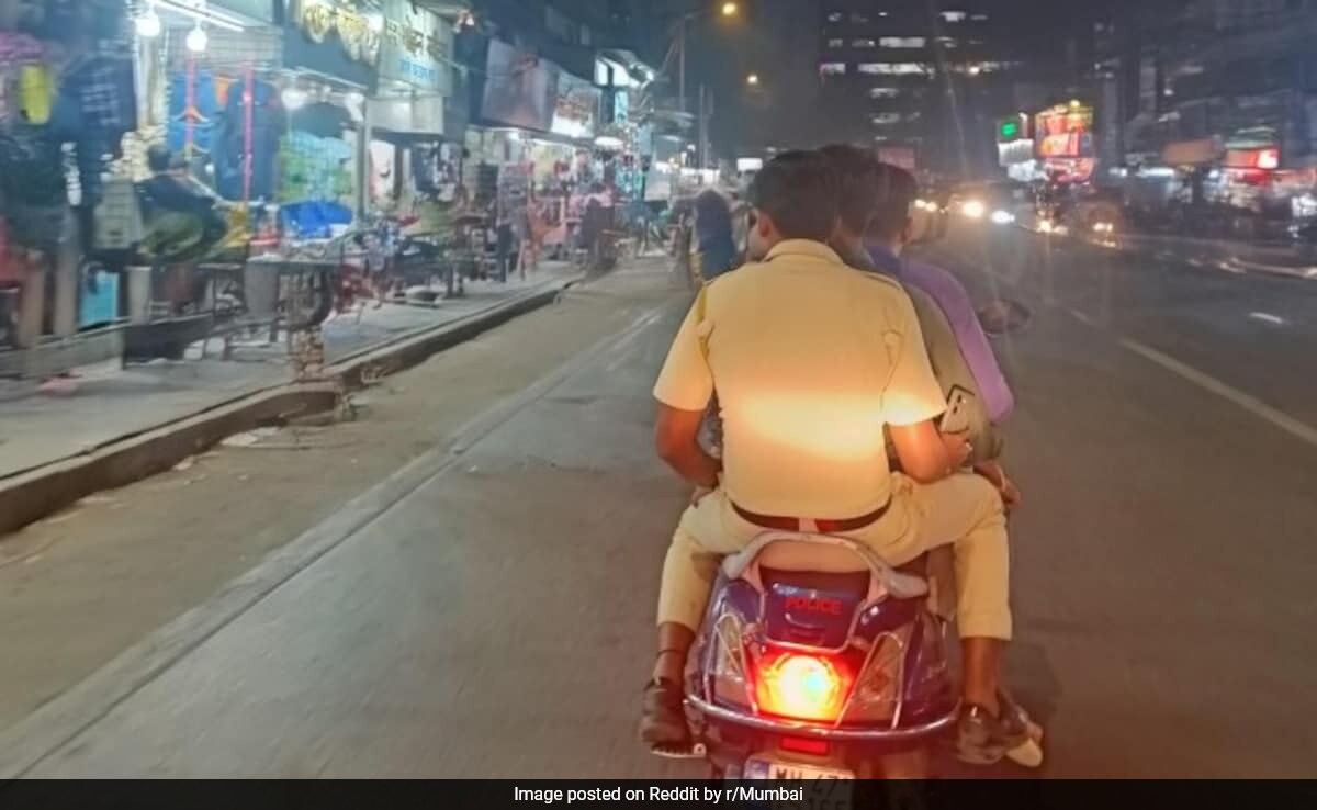 Cop Spotted Riding Triple Seat With Helmetless Biker, Mumbai Traffic ...