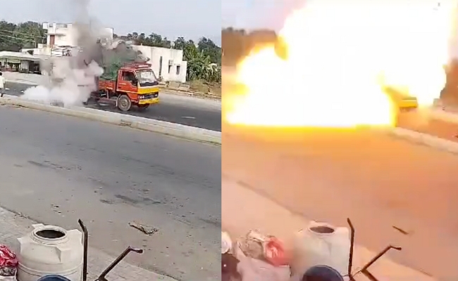 On Camera, Cylinder Kept In Truck Explodes On Tamil Nadu Highway